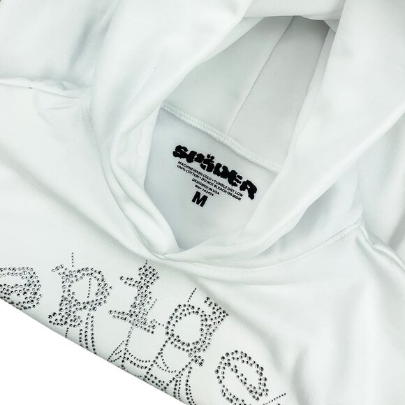 Sp5der | Shirts | Sp5der Og Rhinestone Logo Hoodie Sweatshirt White ...